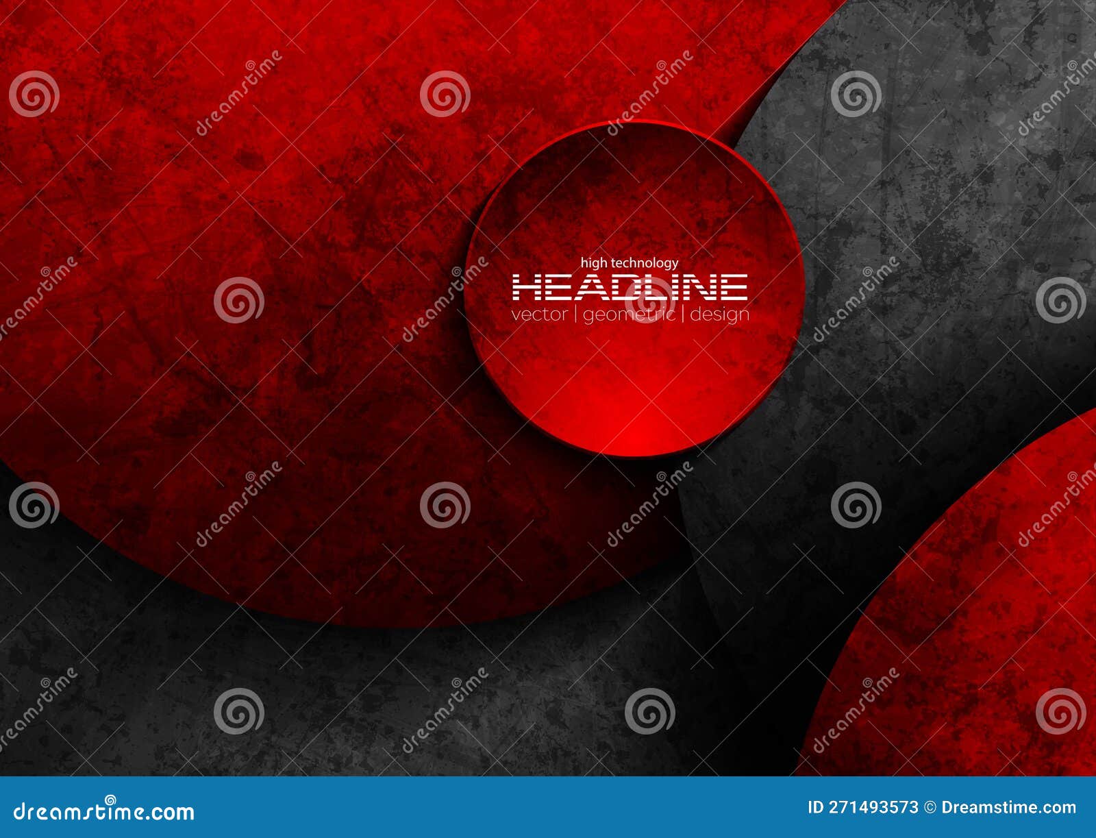 Black and Red Grunge Geometry Background with Circles Stock Vector ...