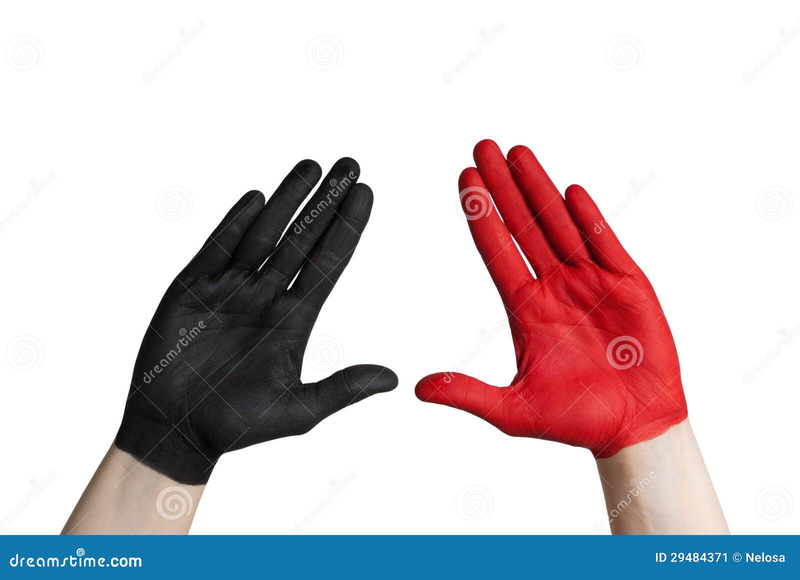 A black and a red hand stock image. Image of colourful - 29484371