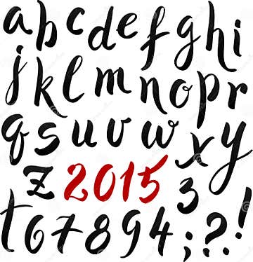 Black and Red Hand Writing Lettering Alphabet Stock Vector ...