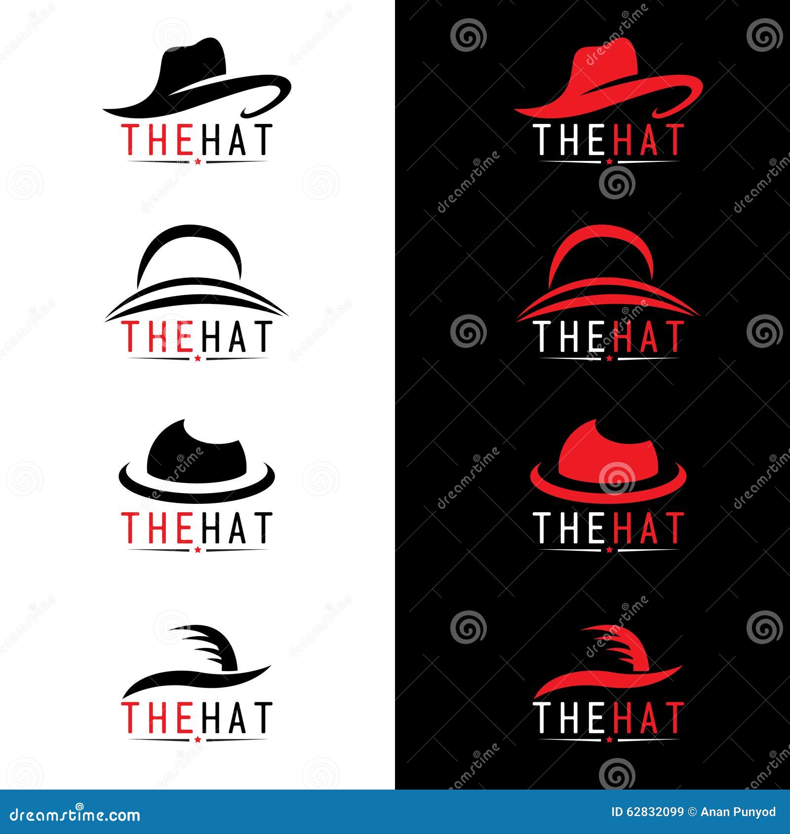 Black and Red Hat Logo Vector Set Design Stock Vector - Illustration of ...