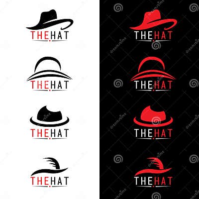 Black and Red Hat Logo Vector Set Design Stock Vector - Illustration of ...