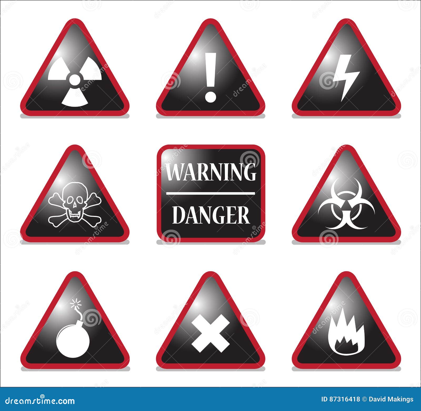 Black and Red Hazard Triangles Stock Illustration - Illustration of ...