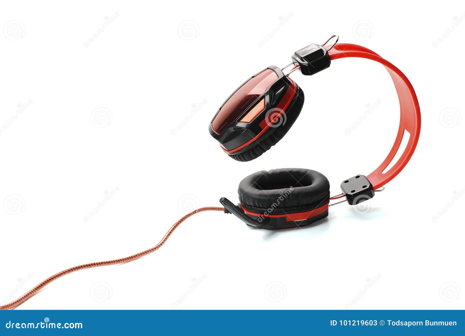Black Red Headset Isolated on White Background Stock Image - Image of ...