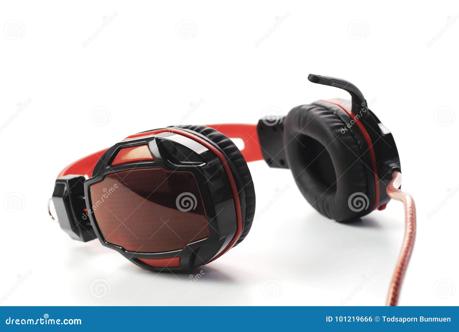 Black Red Headset Isolated on White Background Stock Photo - Image of ...