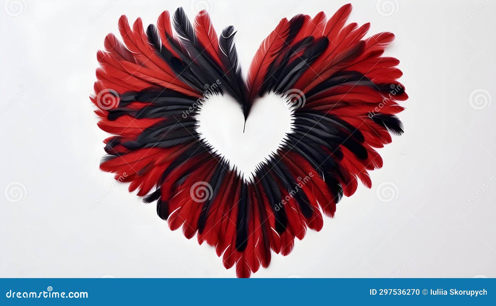 Black and Red Heart Made of Feathers Stock Illustration - Illustration ...