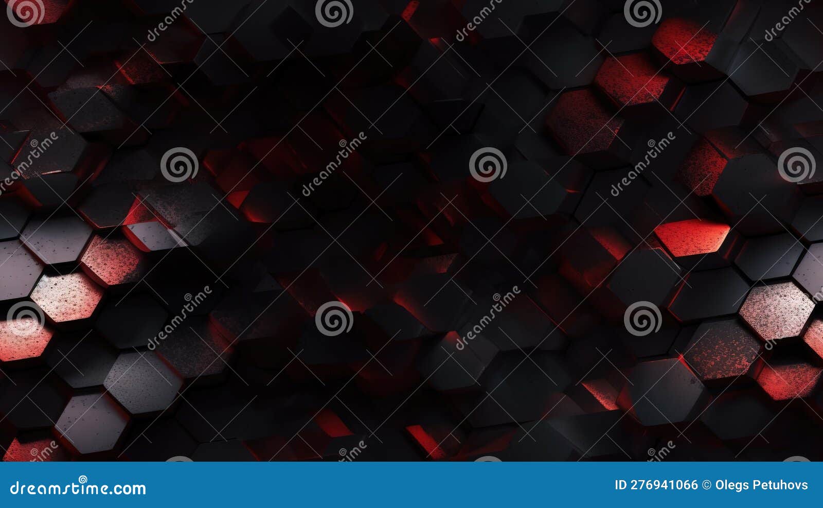 A Black and Red Hexagonal Background with a Red Light in the Middle of ...