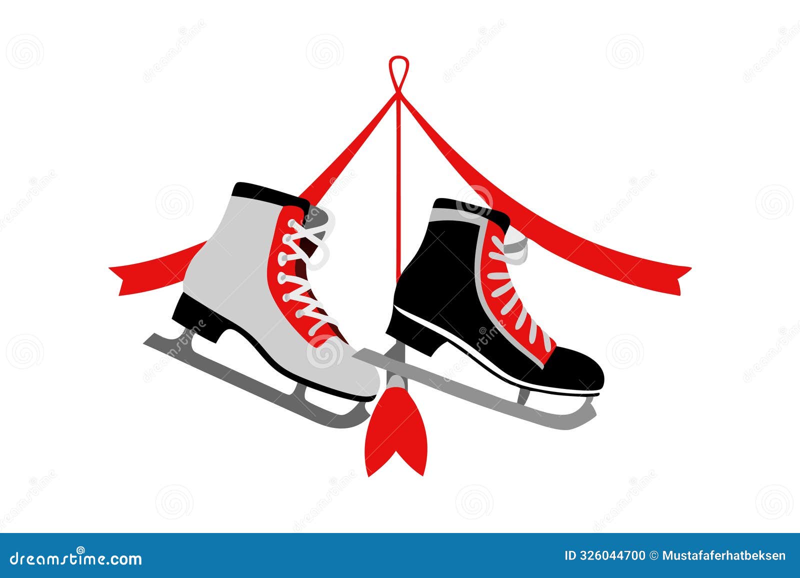 Black and Red Ice Skates Hanging Stock Illustration - Illustration of ...