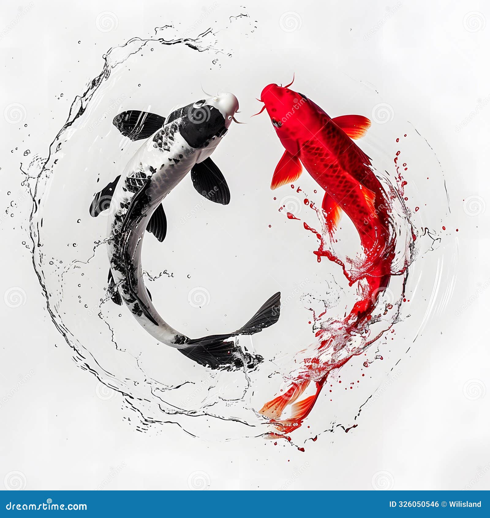 Black and Red Koi Fish Jumping Out of Water Stock Illustration ...