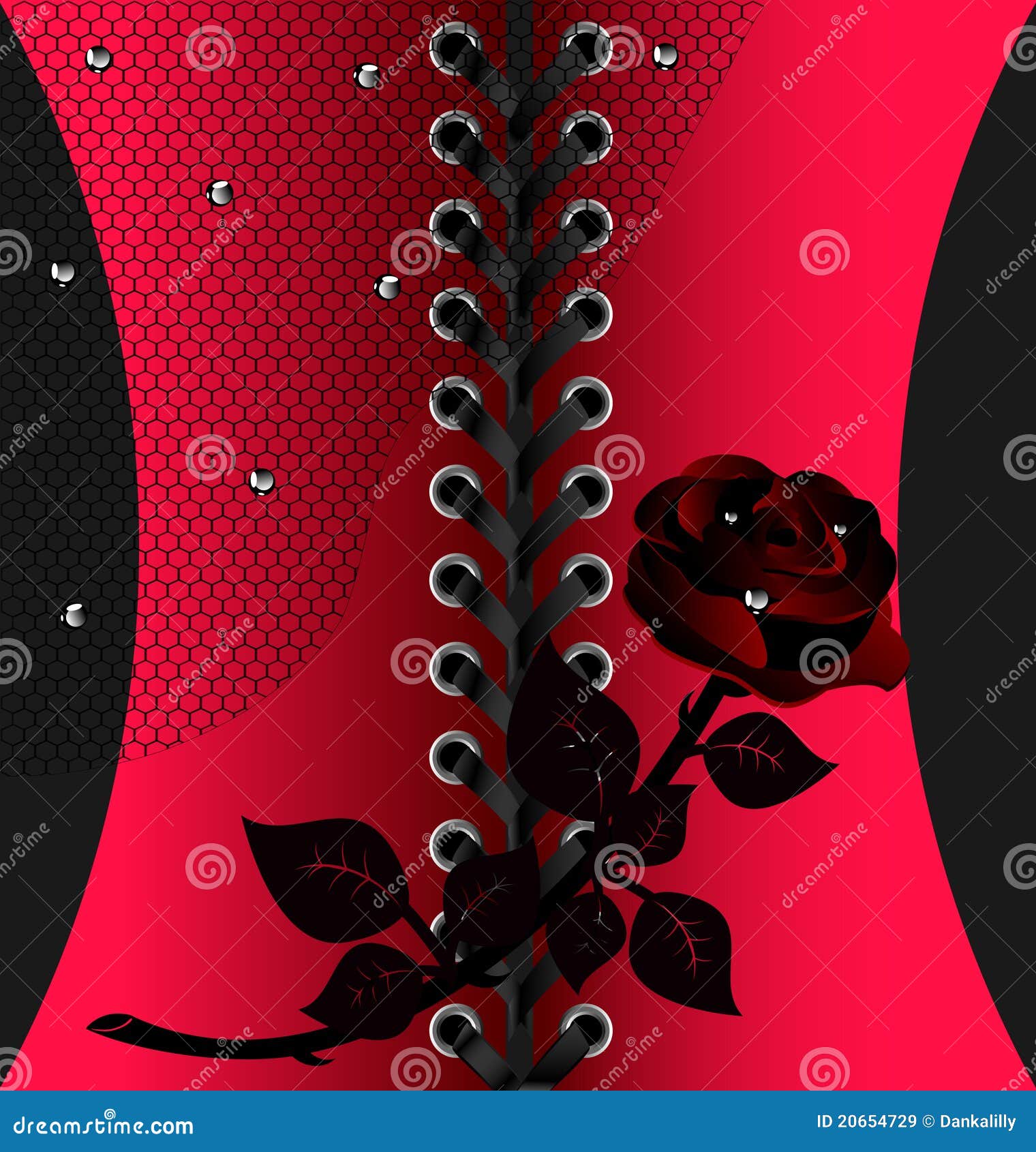 Black red lacing with rose stock vector. Illustration of lacing - 20654729