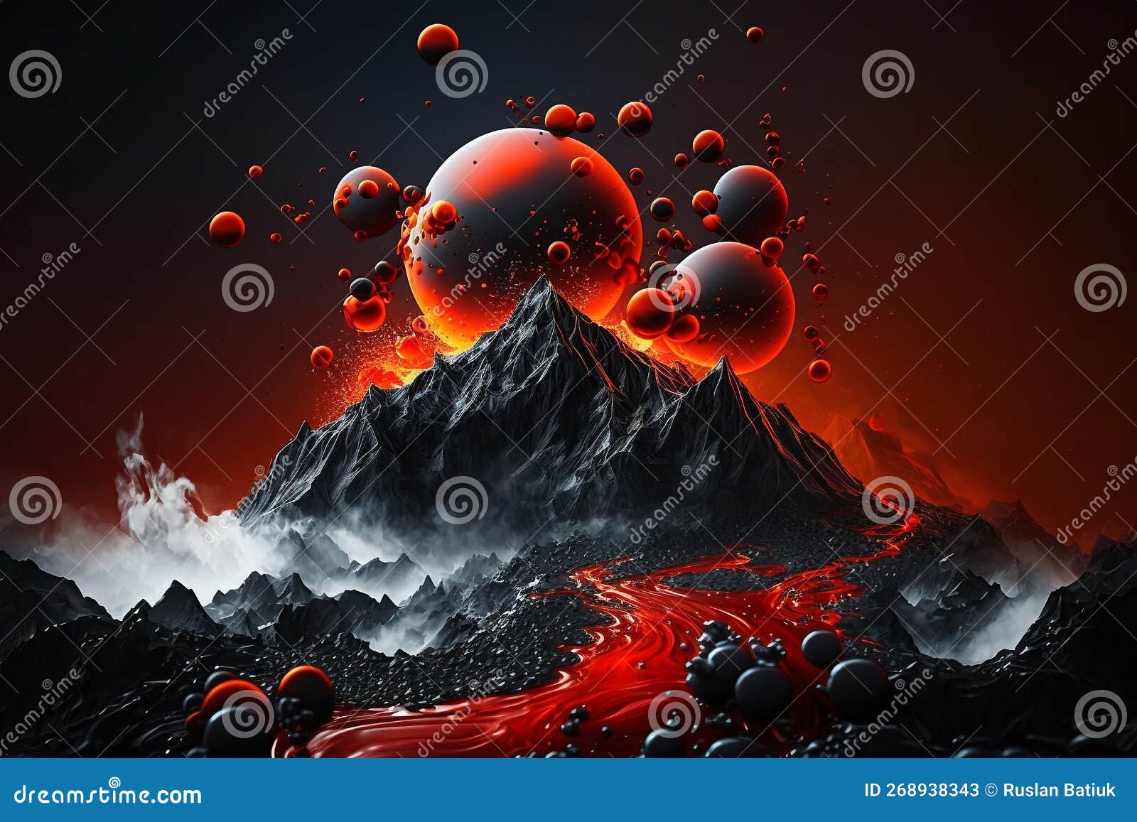 Black Red Lava Volcano Background with Abstract Box Rectangle Geometric ...