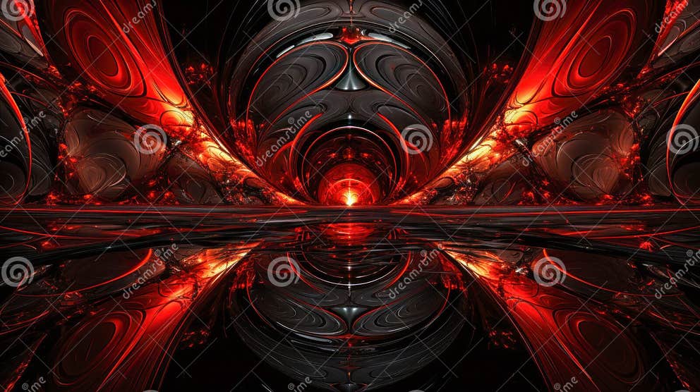 Abstract Black and Red Mirrored Psychedelic Texture. Deep Dark and Deep ...