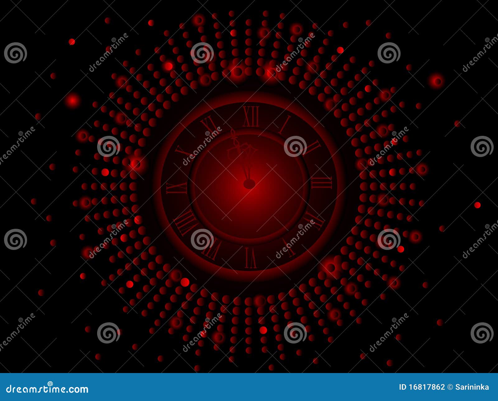 Black and Red New Year Clock Stock Vector - Illustration of luminary ...