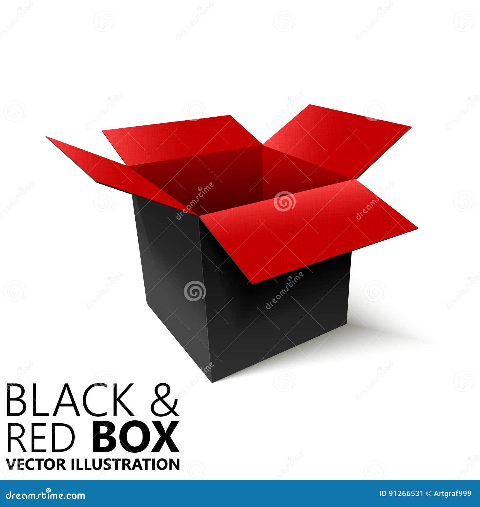 Black and Red Open Box 3D/ Illustration Stock Illustration ...