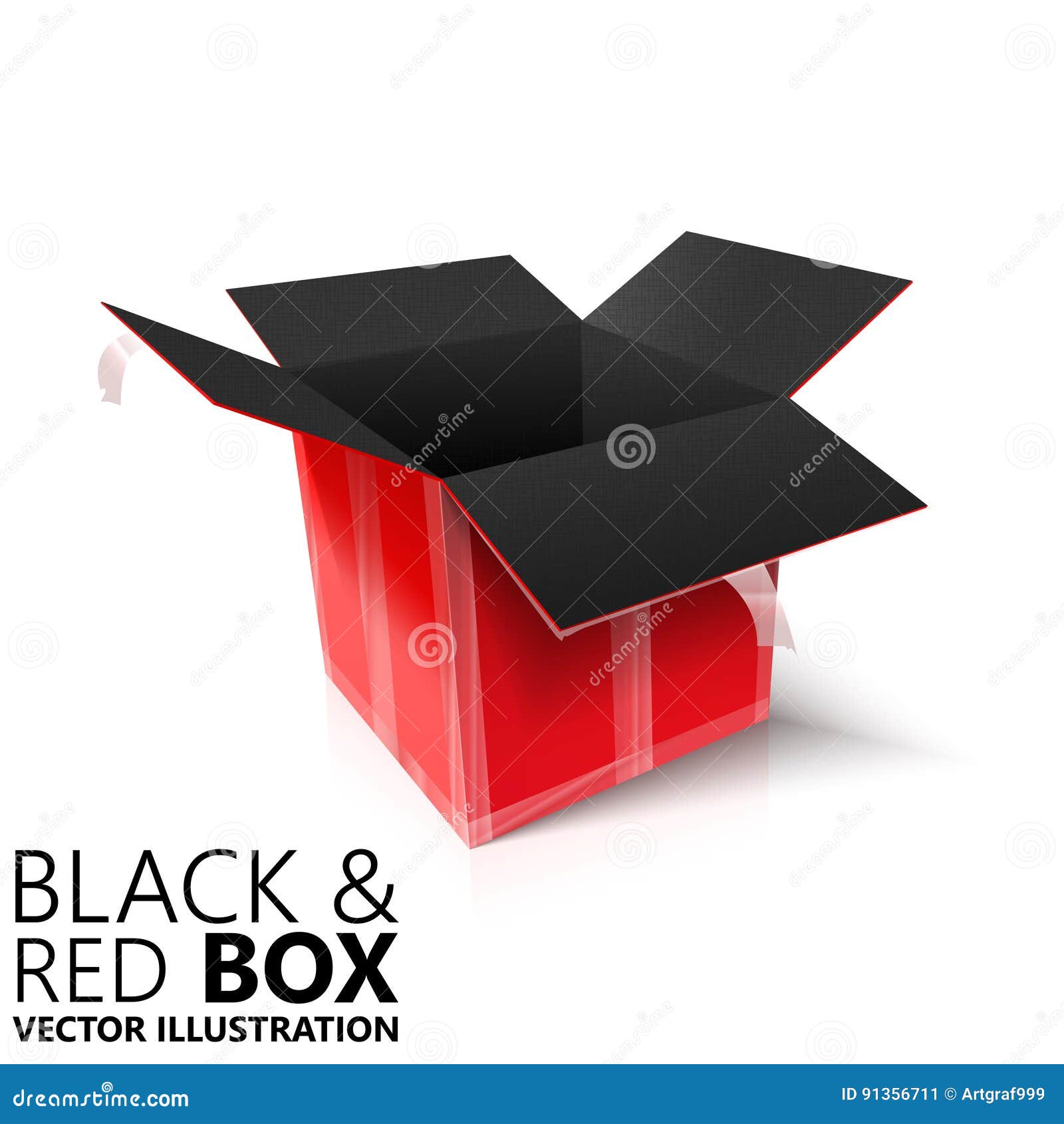 Black and Red Open Box 3D/ Illustration Stock Illustration ...