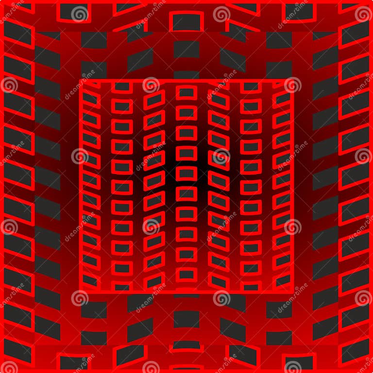 Black and Red Optical Art Tile with Rectangle Patterns, 3d Optical ...