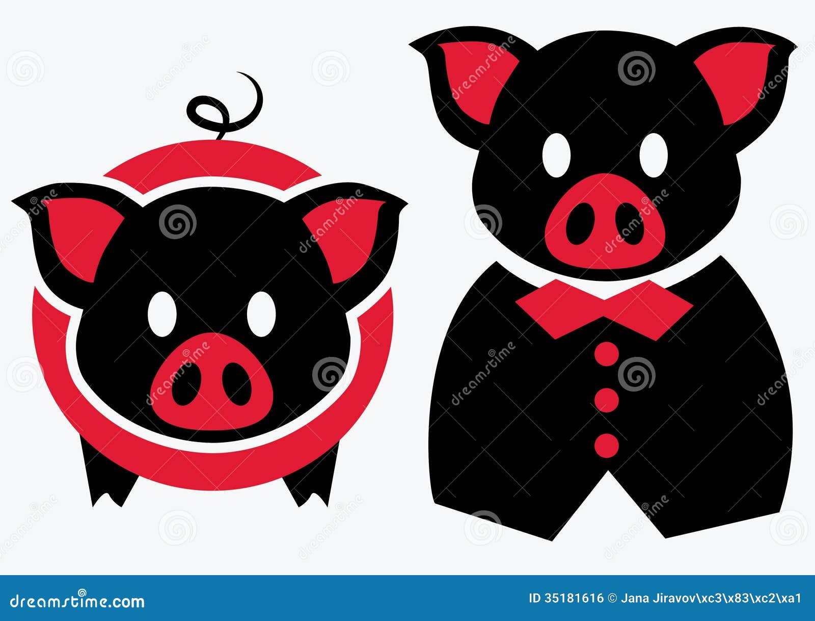 Black Red Pigs Illustration Stock Illustration - Illustration of design ...
