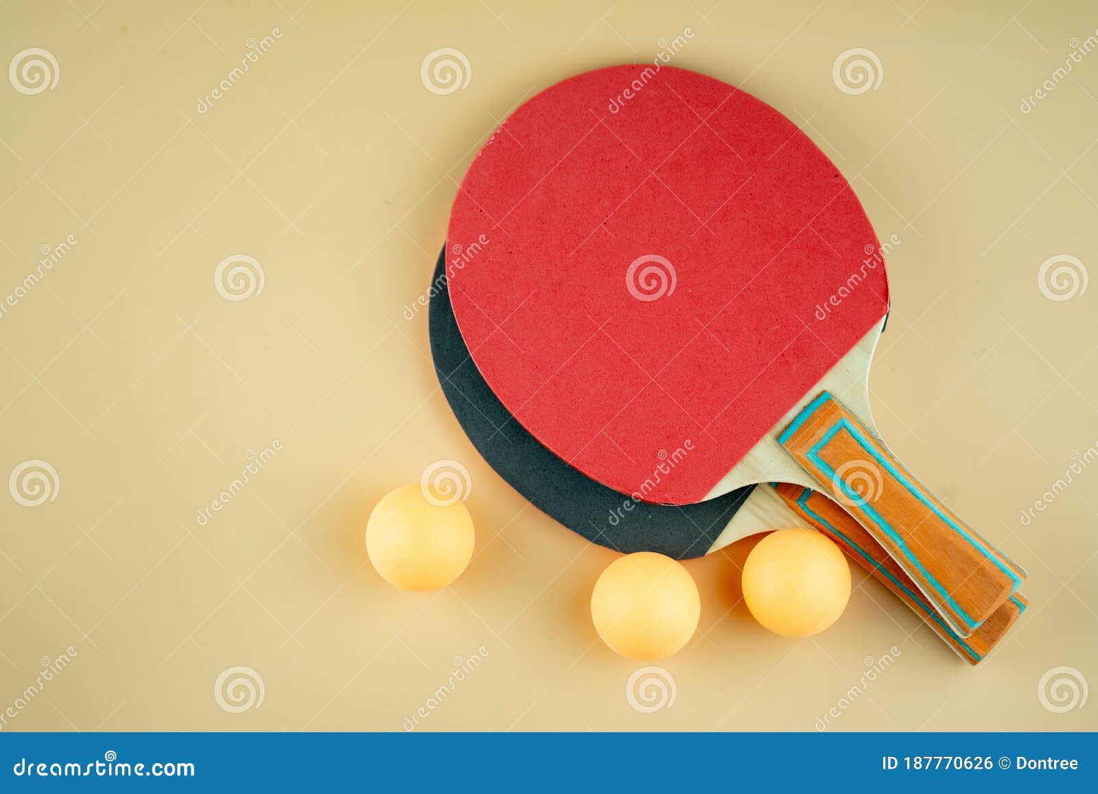 Black and Red Ping Pong Rackets and Three Orange Balls Stock Photo ...