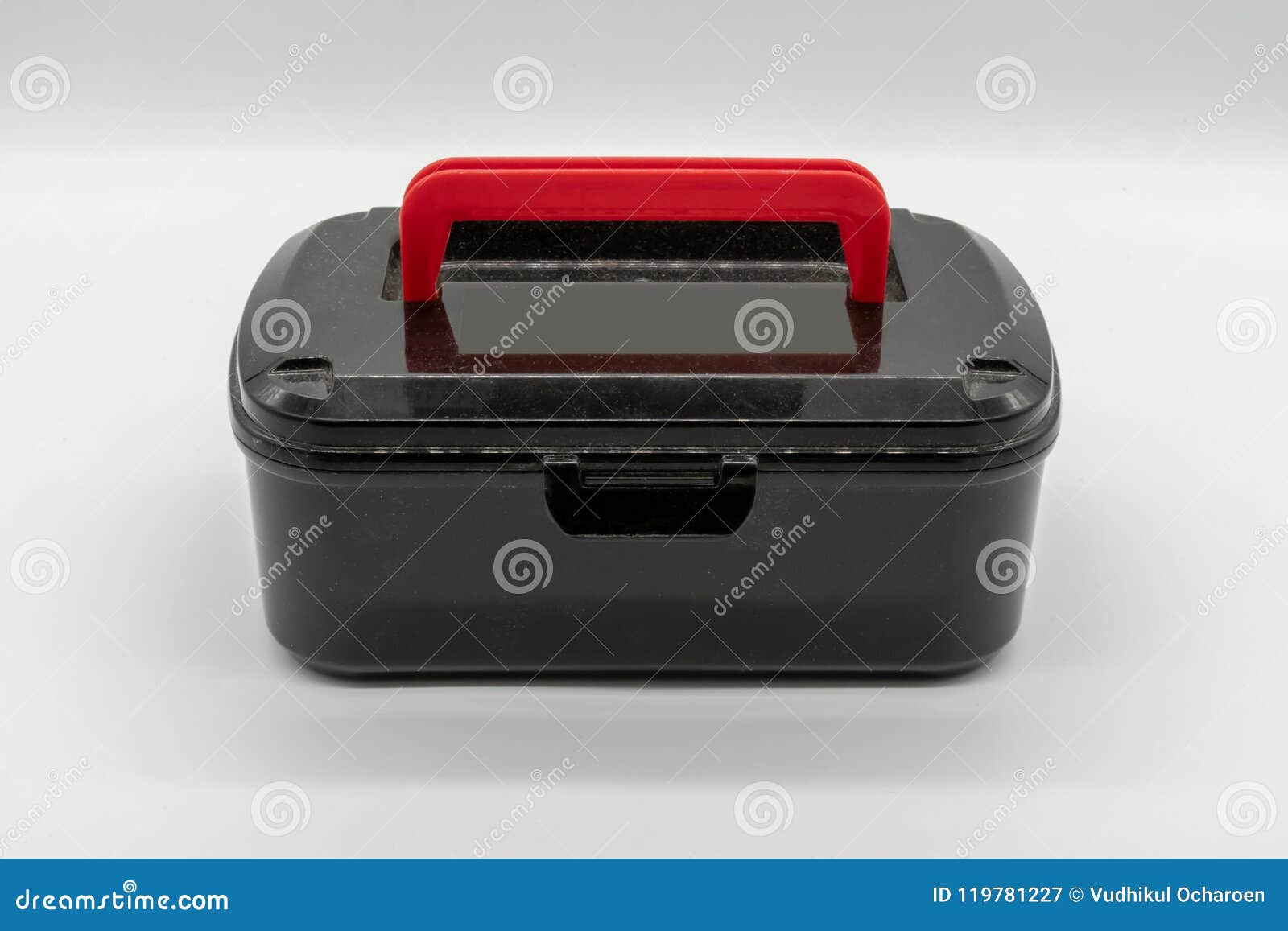 Black and Red Plastic Box Isolated on White Stock Image - Image of ...