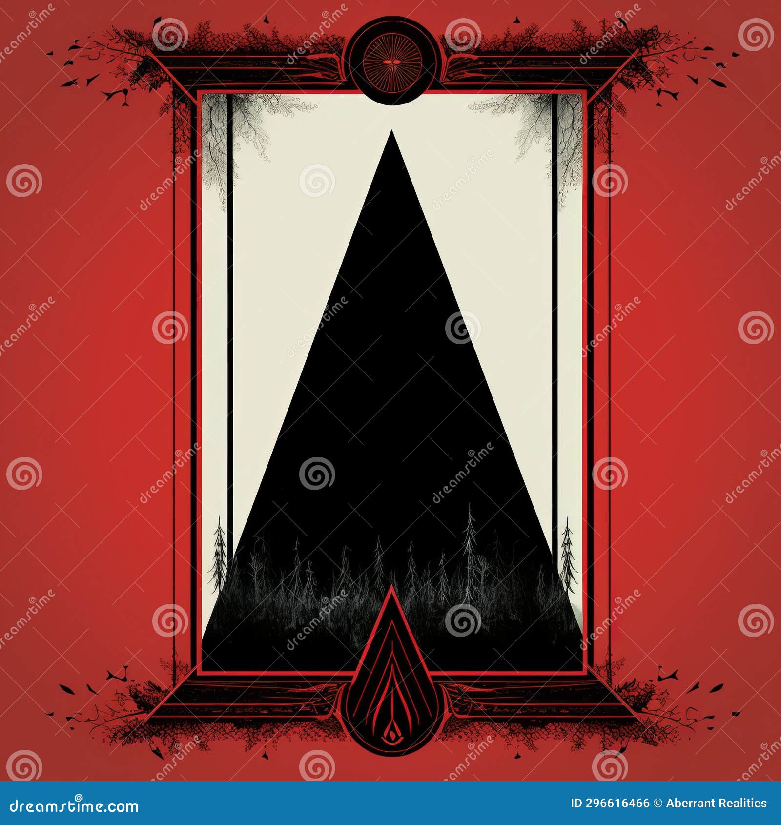 A Black and Red Poster with a Triangle in the Middle Stock Illustration ...