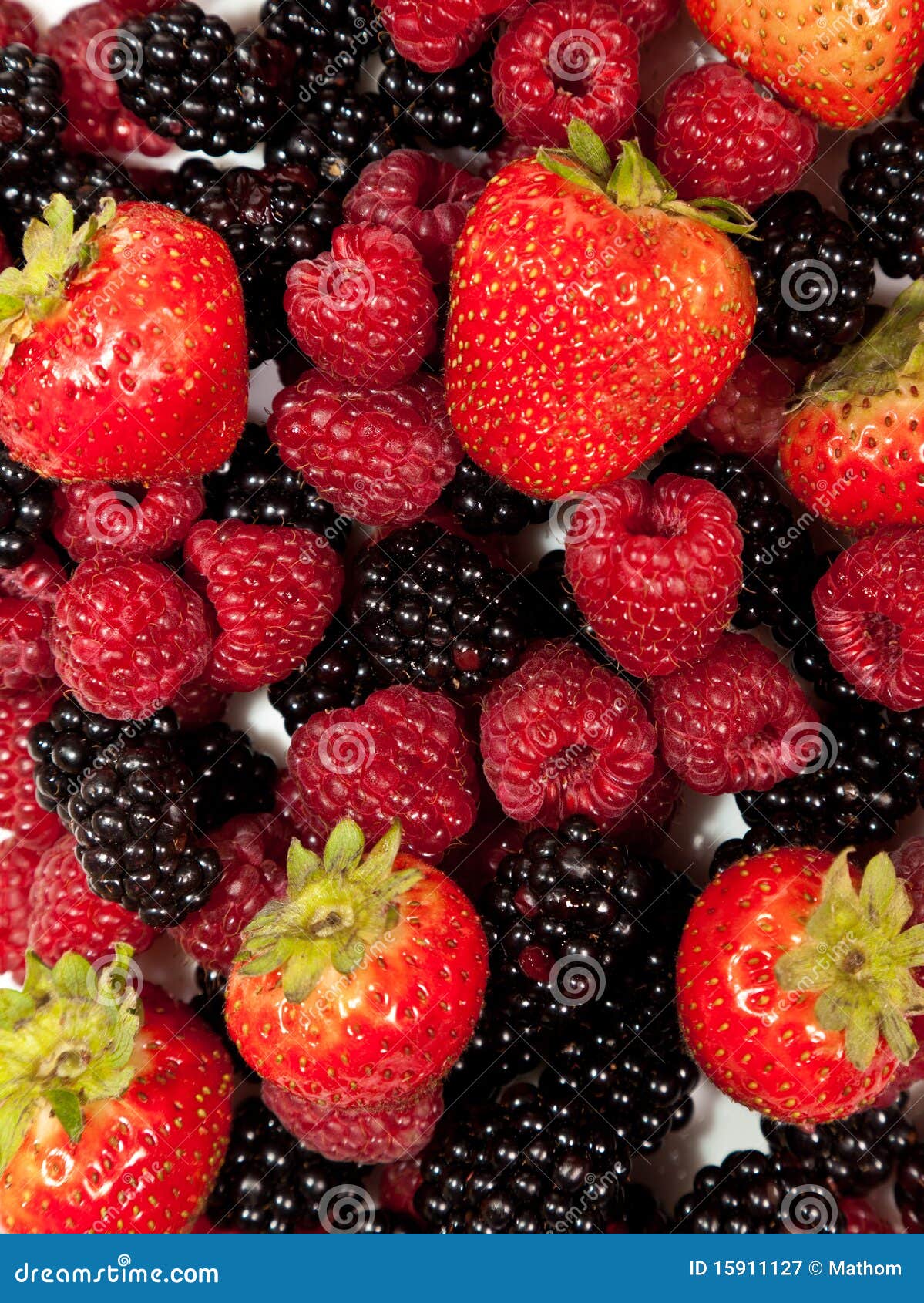 Black and Red Raspberries and Strawberries Stock Image - Image of ...