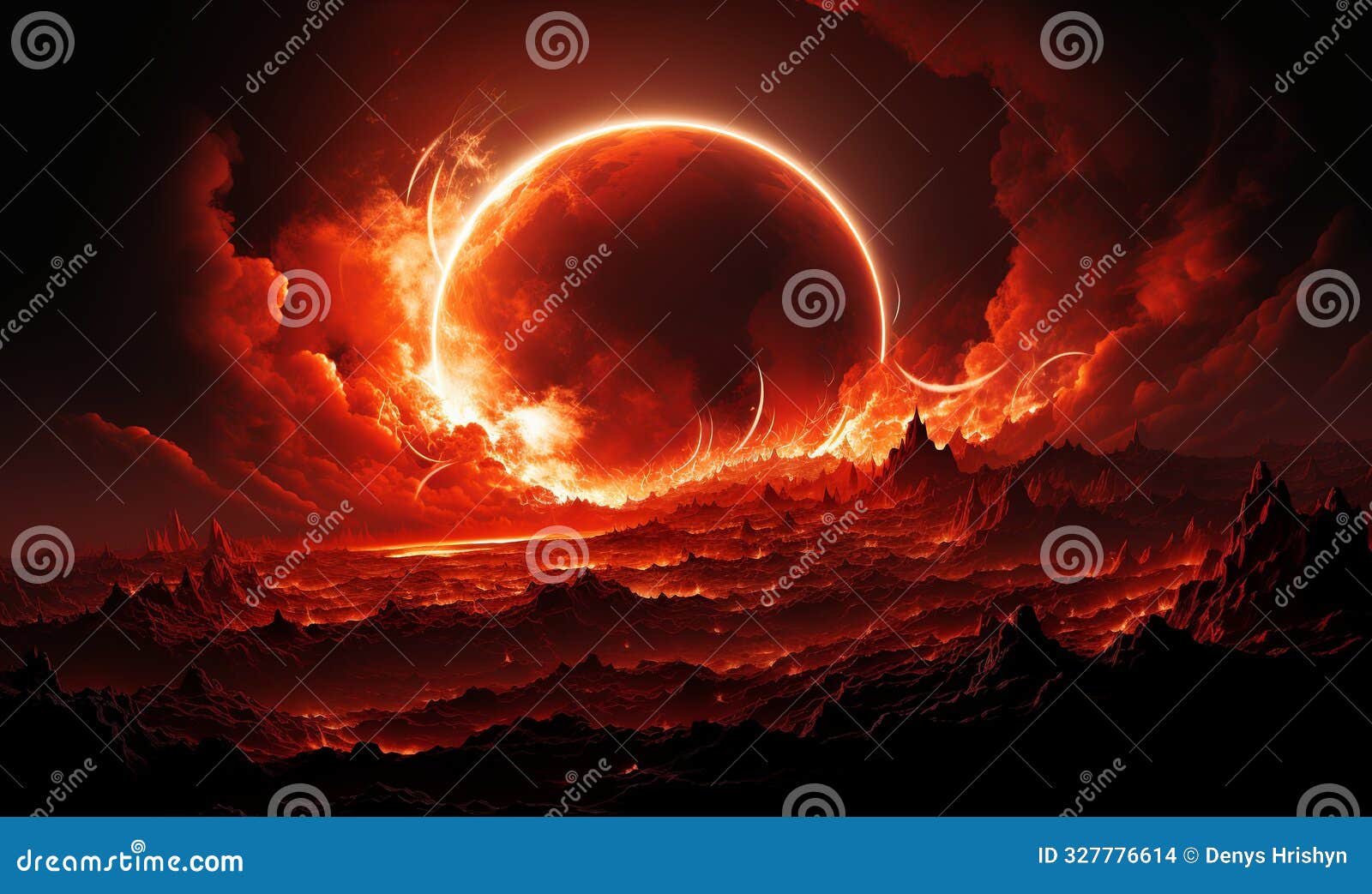 Black and Red Ring of Fire Painting Stock Photo - Image of background ...