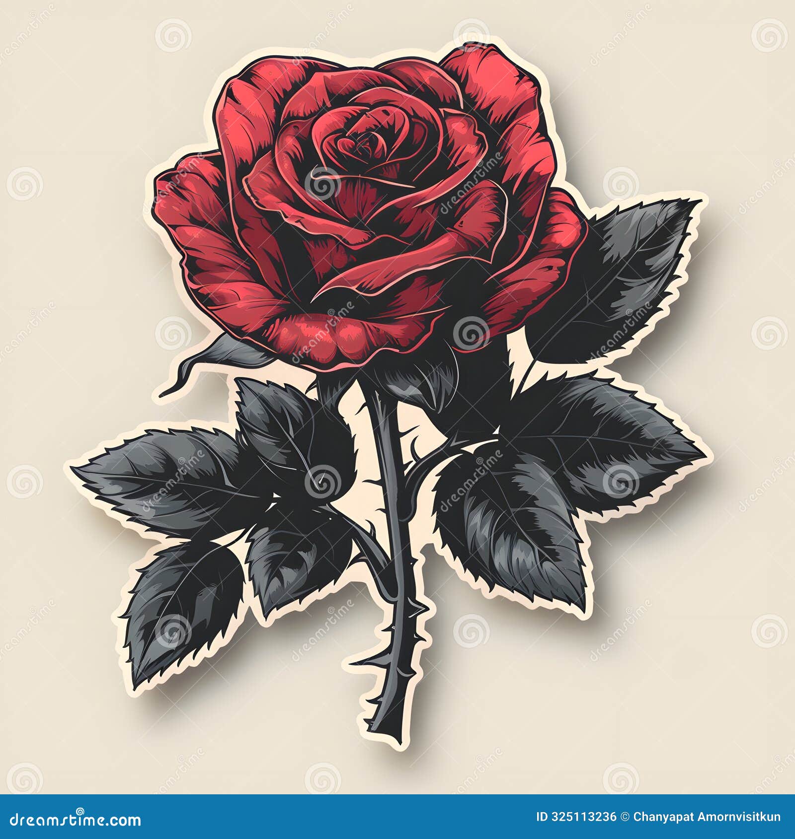Black and red rose sticker stock illustration. Illustration of fresh ...