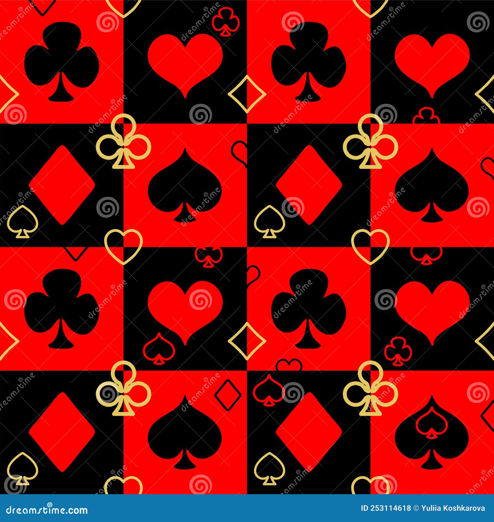 Black and Red Seamless Pattern Tile with Playing Cards, Texture Stock ...