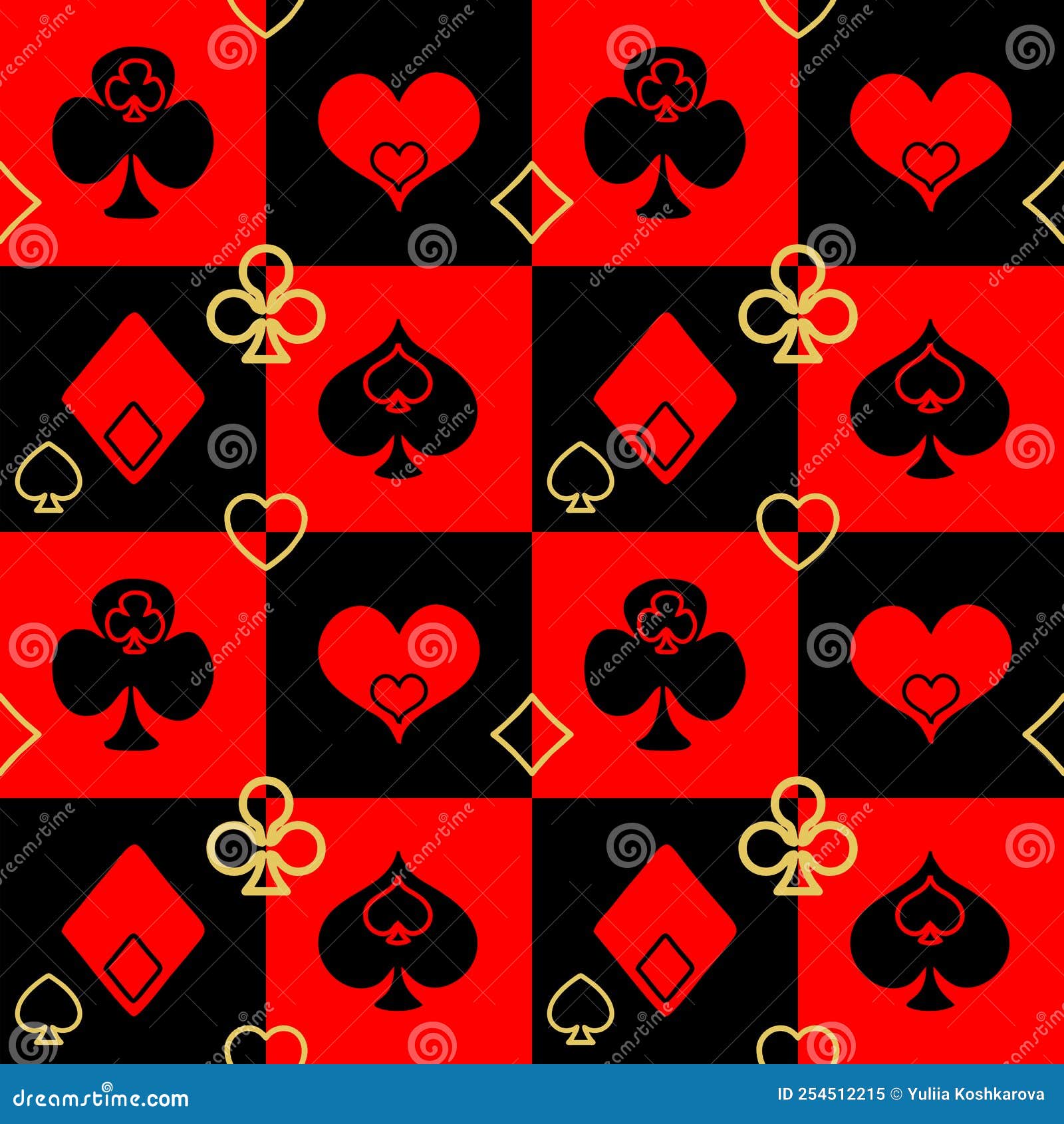 Black and Red Seamless Pattern Tile with Playing Cards, Texture Stock ...