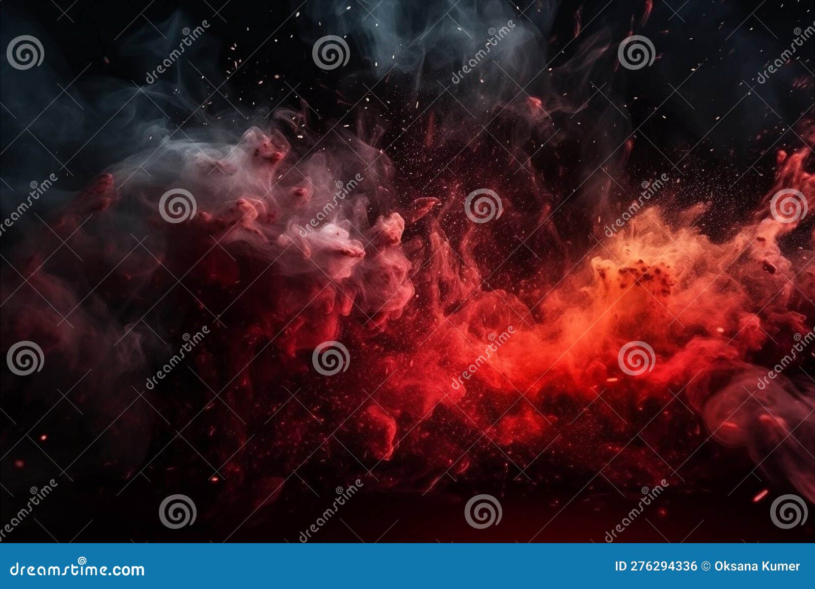 Smoky Fire. Sparks Of Fiery Heat, Red Hot Coals, Metal Ignite Smog ...