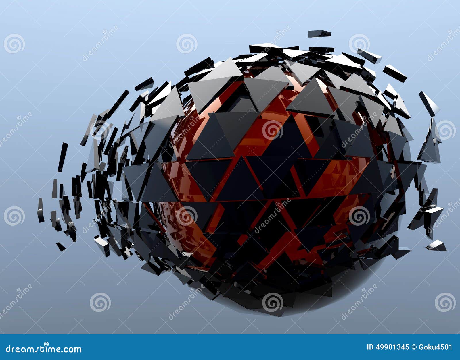Black and Red Sphere Shattered Abstract 3d Isolated Stock Illustration ...