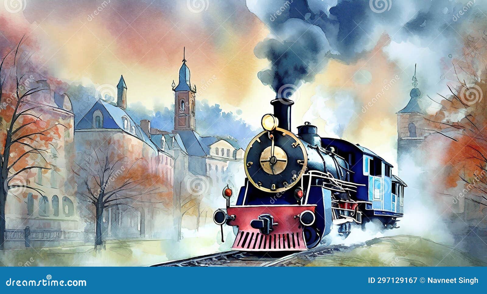 Black and Red Steam Engine Train Traveling Down the Tracks with Smoke ...