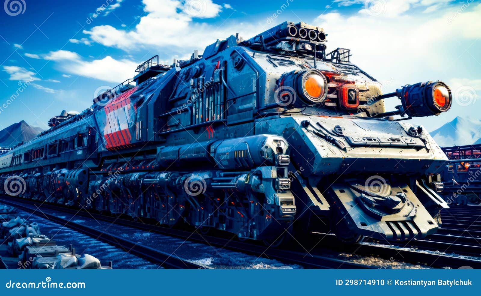 Black and Red Train on Train Track with Clouds in the Background ...