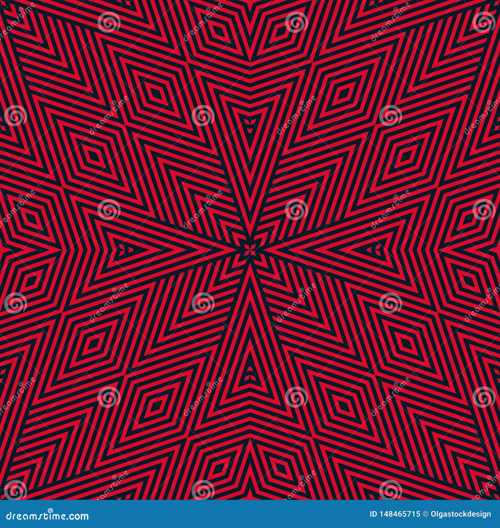 Black and Red Vector Geometric Lines Seamless Pattern with Triangles ...