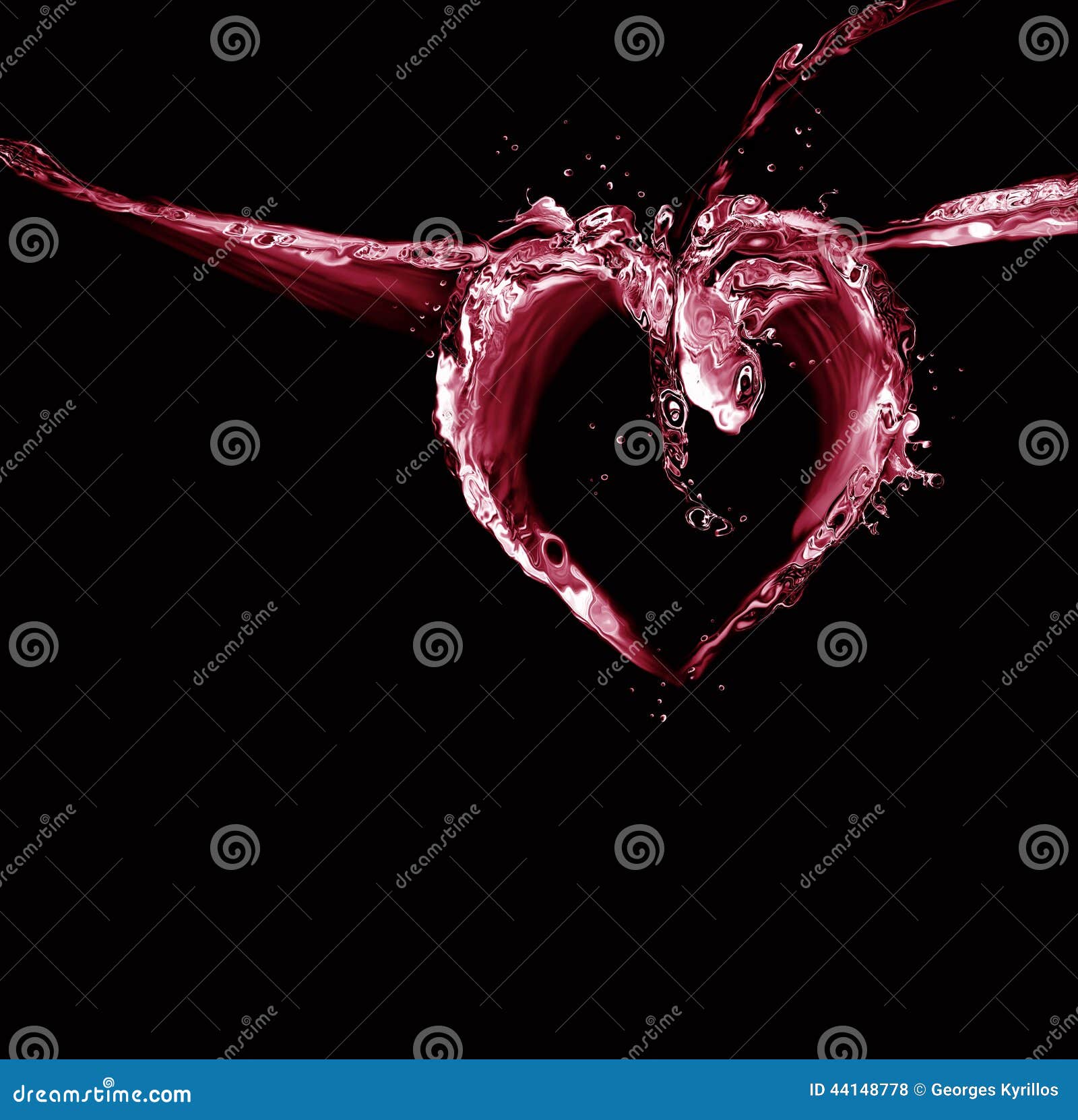 Black and Red Water Heart stock photo. Image of creation - 44148778