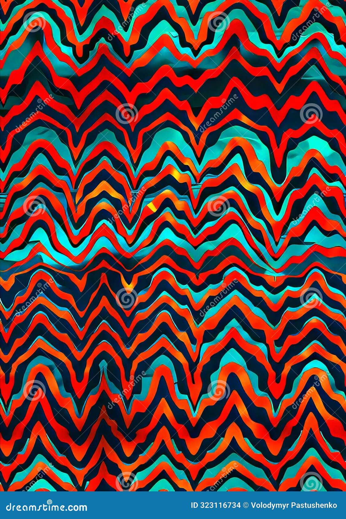 A Black and Red Wavy Pattern on a Blue Background Stock Photo - Image ...