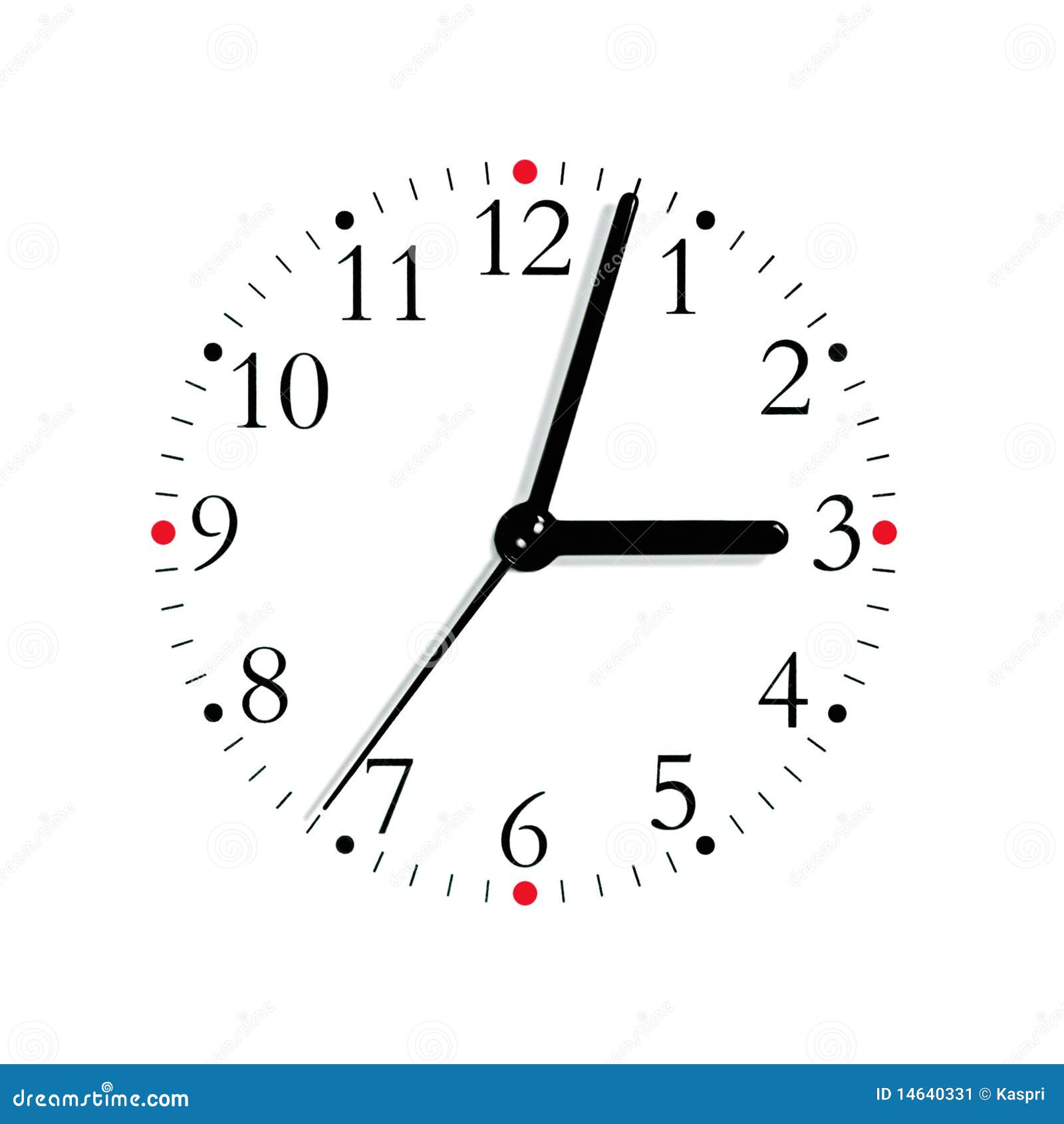 Black Red White Analogue Clock Face 3:03, Isolated Stock Image - Image ...