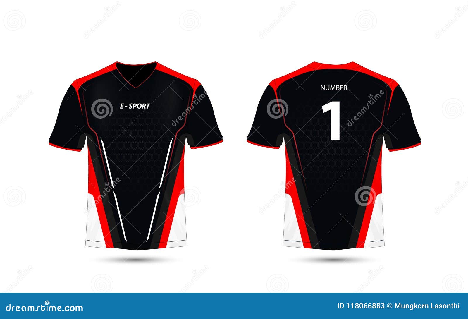 Black Red And White Layout E Sport T Shirt Design Template Stock