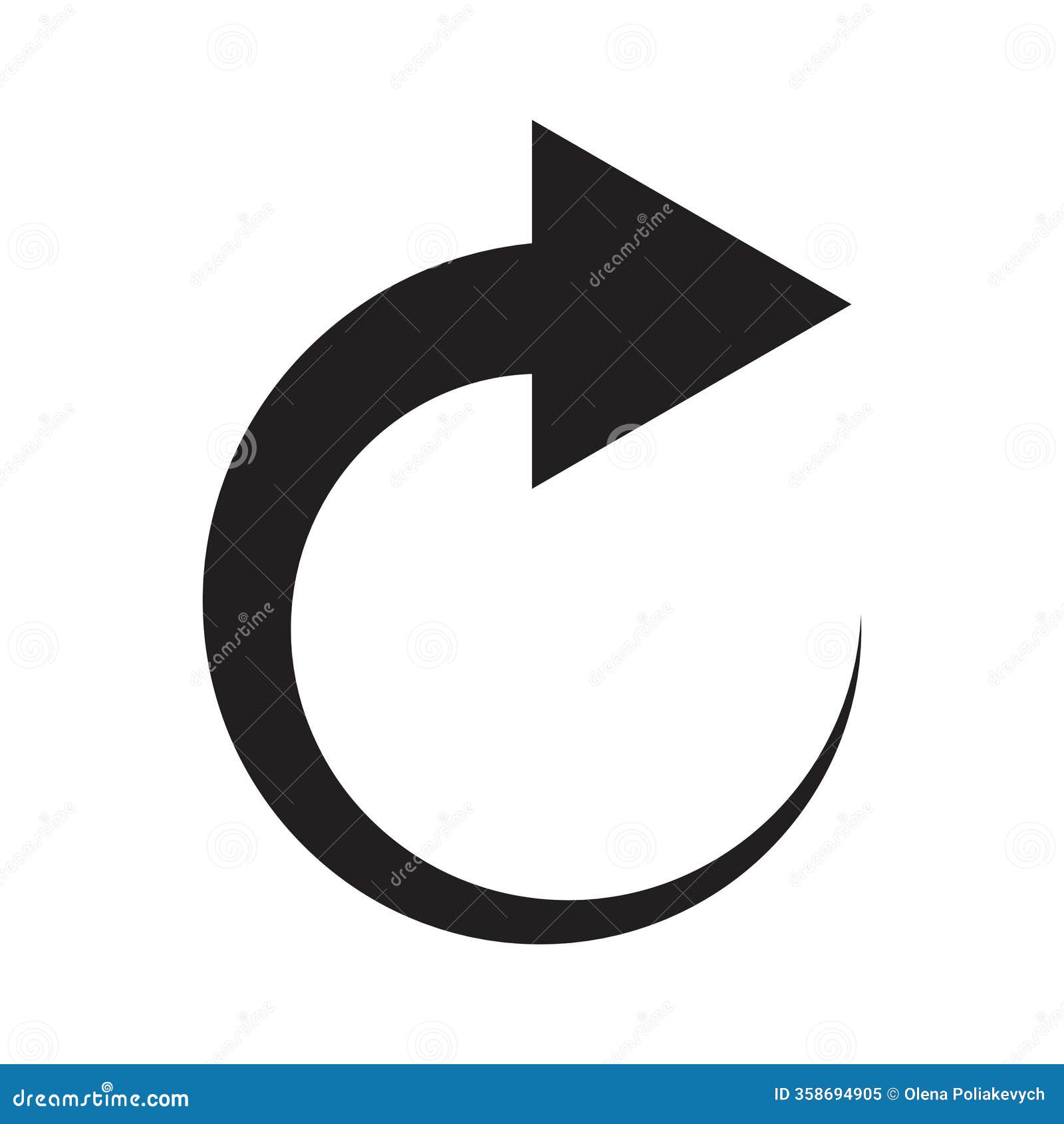 Black Refresh Icon. Circular Arrow Shape. Vector Rotation Sign. Minimal ...