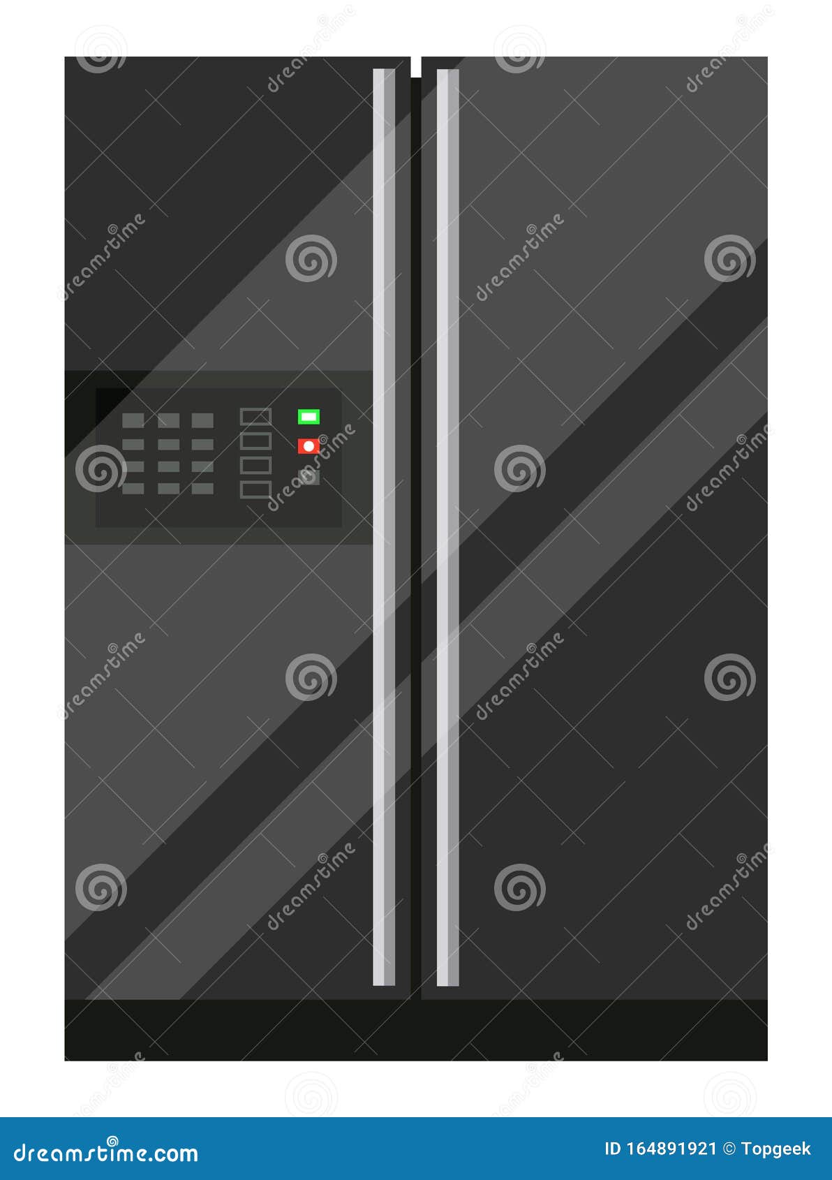 Black Refrigerator with Buttons, Big Modern Fridge Stock Vector ...