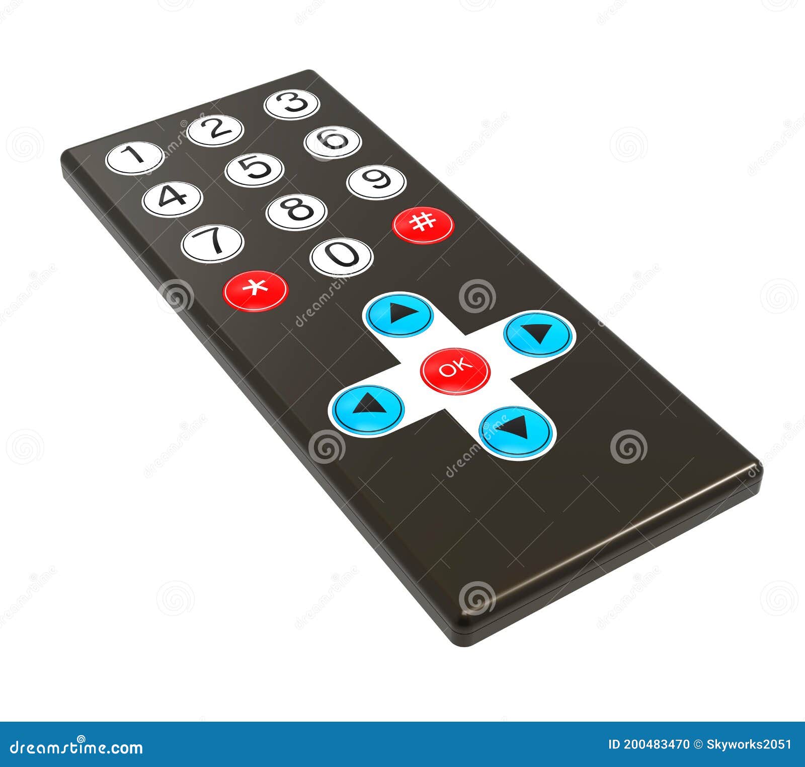 Black Remote Control. Black Remote Control for Tv on a White Background ...