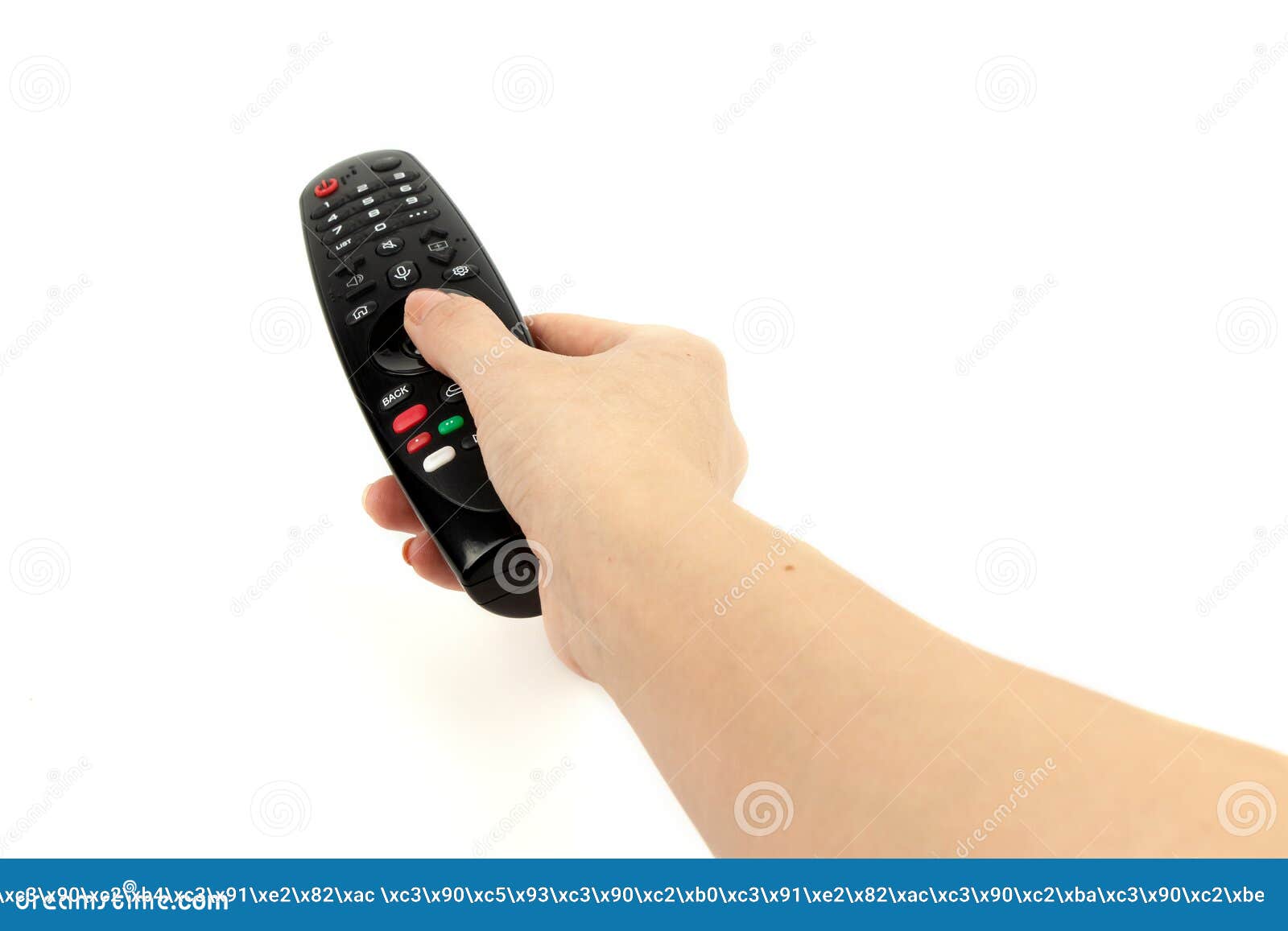 Black Remote Control in Hand Isolated on White Background Stock Photo ...