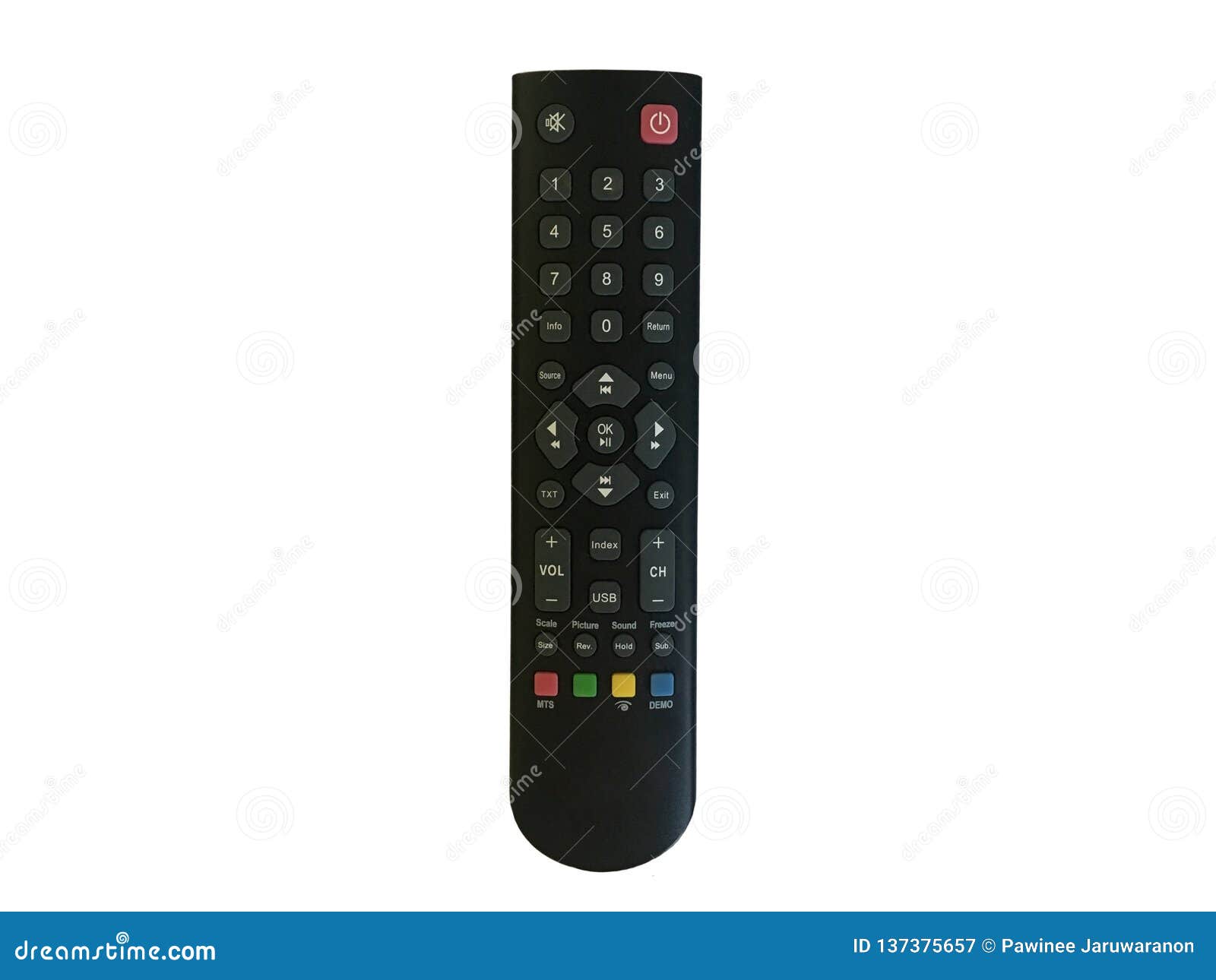 Black Remote Control Isolated on White Background Stock Image - Image ...