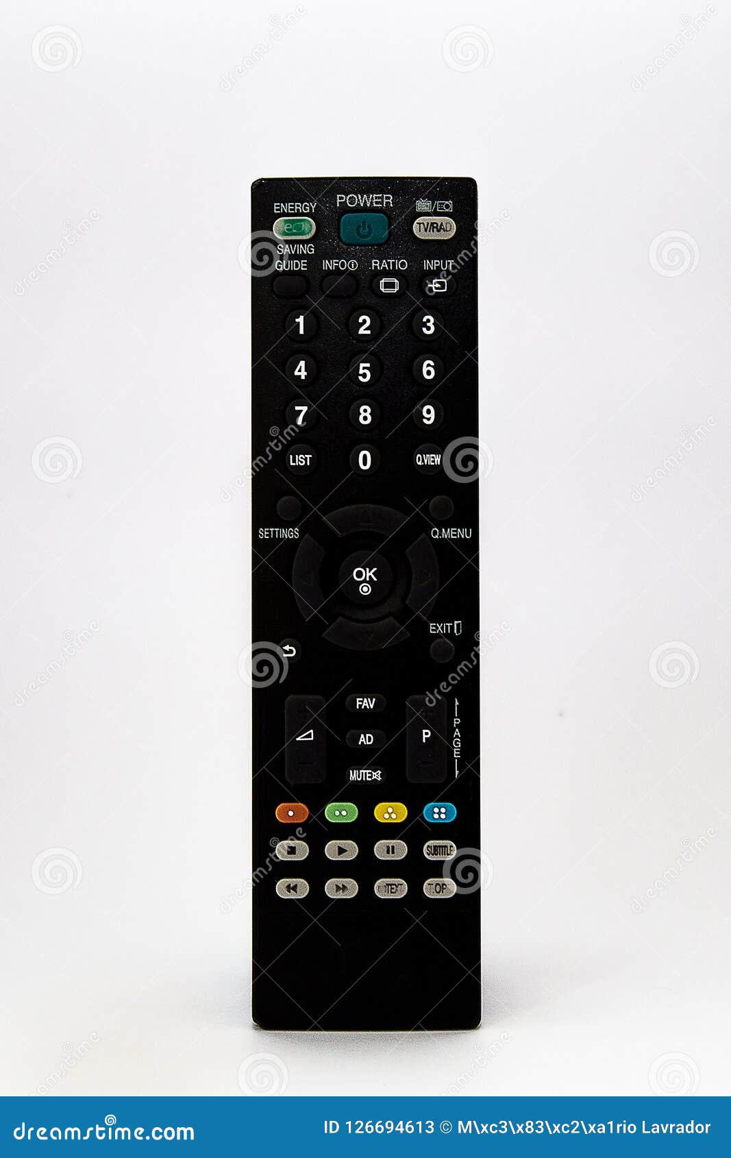 Black Remote Control on White Background Stock Image - Image of switch ...