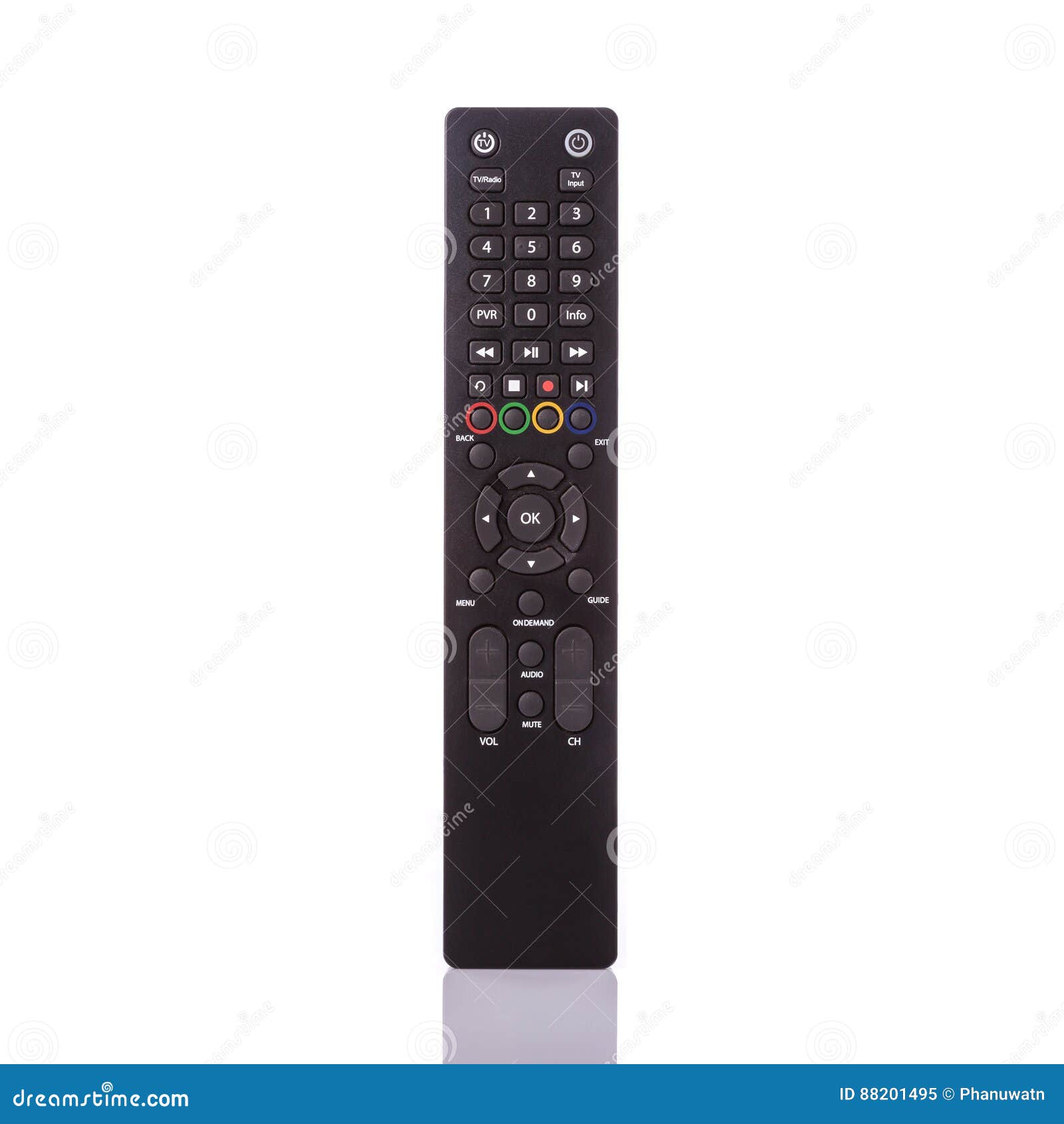 Black Remote Control for Television. Studio Shot Isolated on White ...