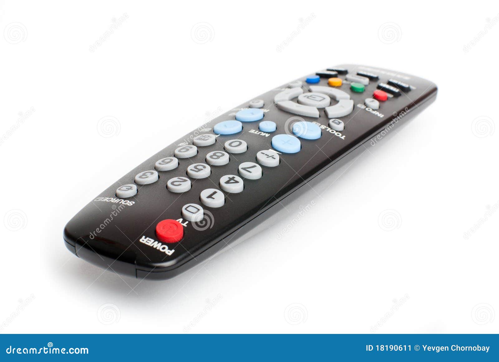 Black Remote Control on White Background Stock Image - Image of round ...