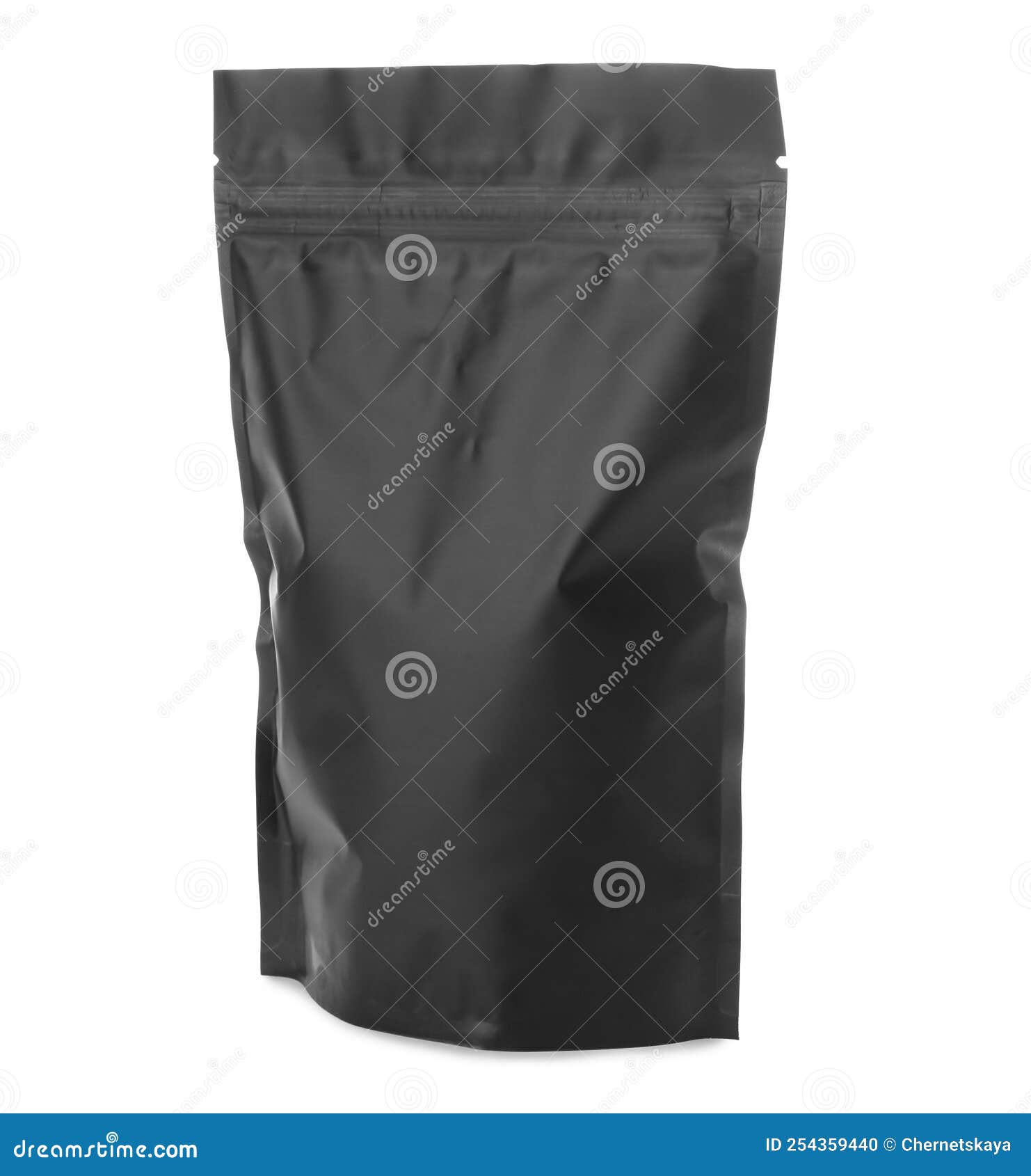 Black Resealable Foil Package Isolated Stock Photo - Image of coffee ...