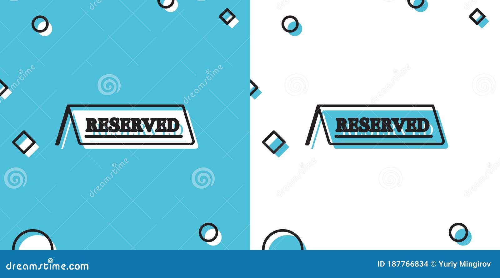 Black Reserved Icon Isolated on Blue and White Background. Random ...