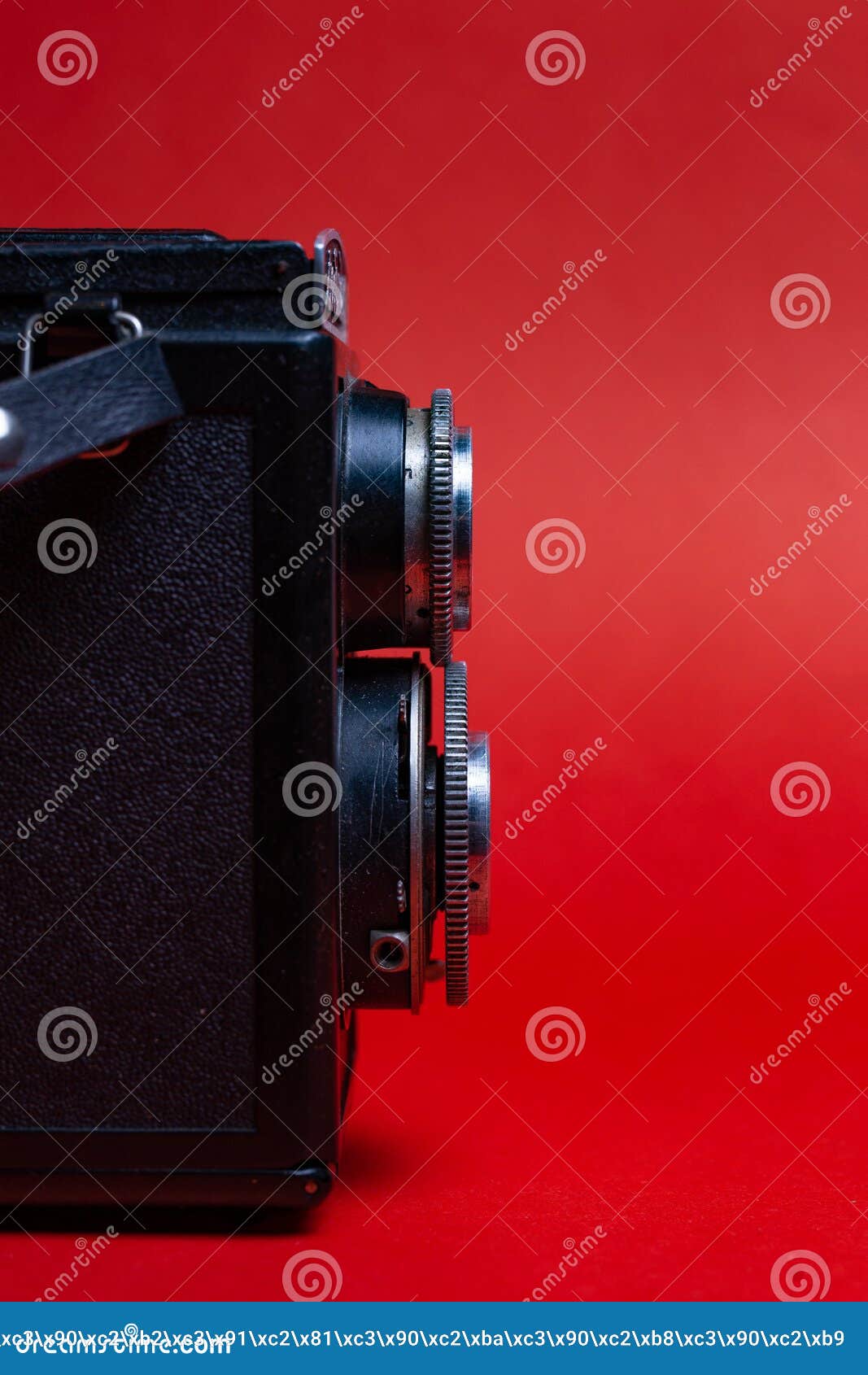 Black Retro Camera on a Red Background. Stock Image - Image of style ...