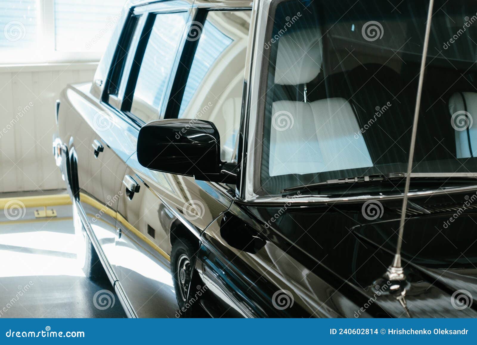 Black Retro Limousine. Side View Stock Photo - Image of automotive ...