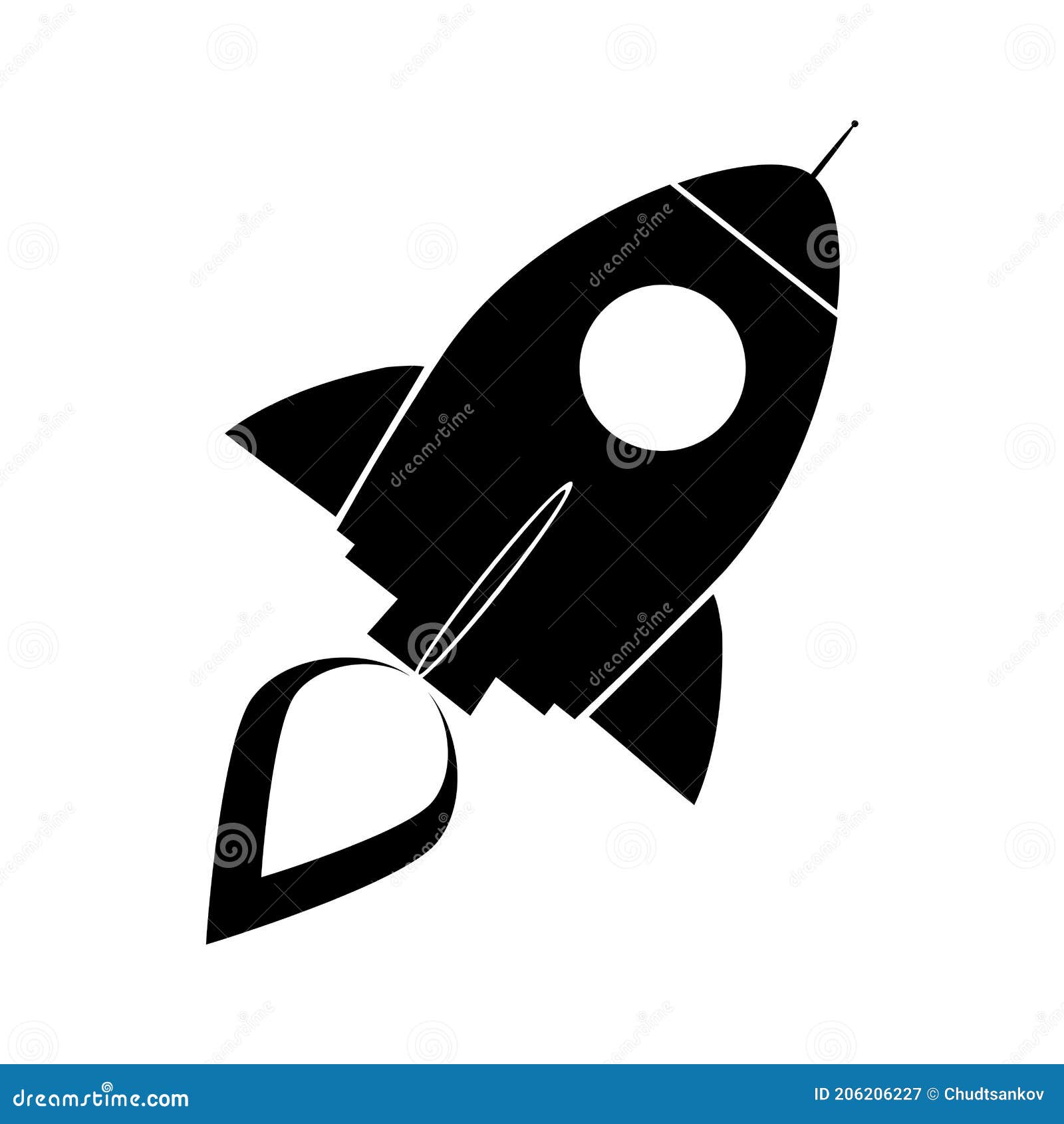 Black Retro Rocket Ship Concept Stock Vector - Illustration of cartoon ...